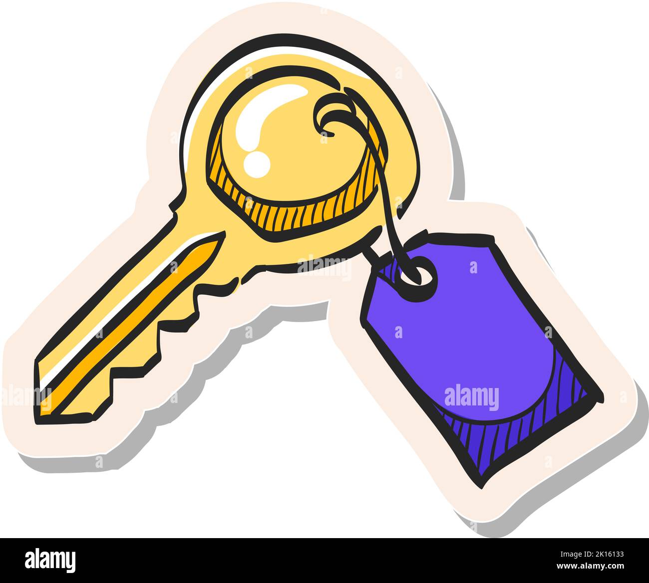 Hand drawn Key icon in sticker style vector illustration Stock Vector ...
