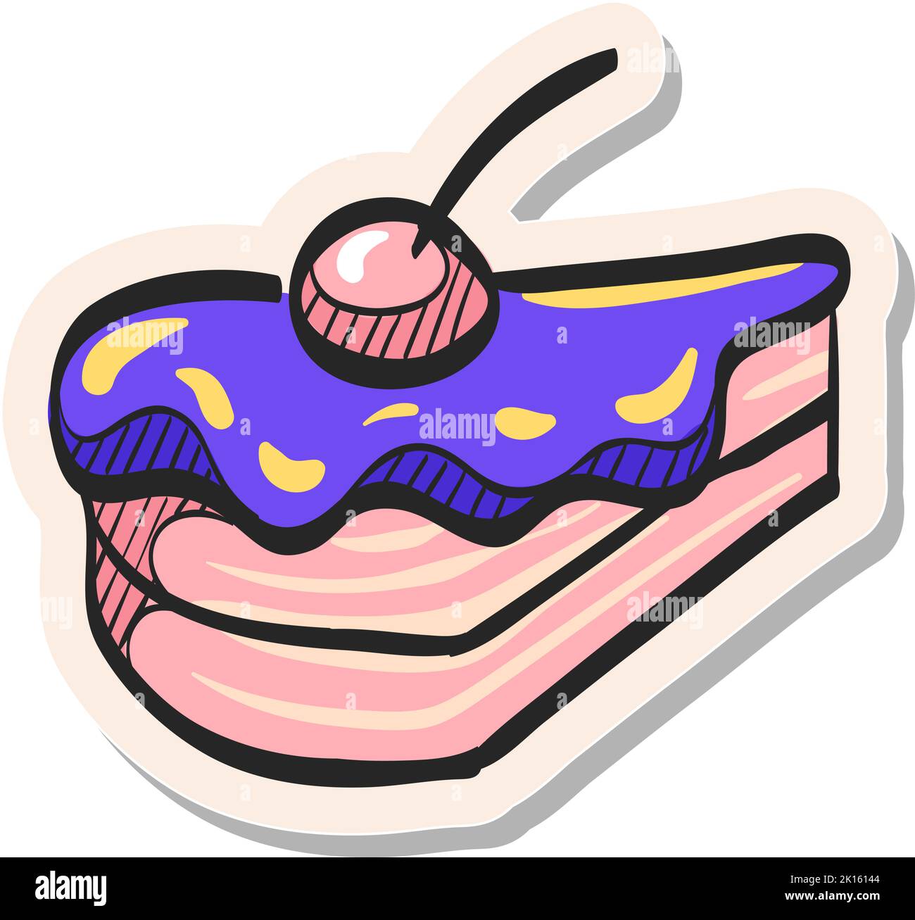 Hand drawn Cake icon in sticker style vector illustration Stock Vector ...