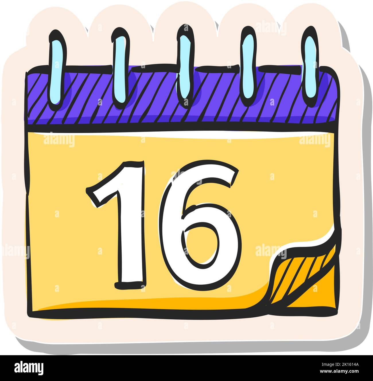 Hand drawn Calendar icon in sticker style vector illustration Stock ...