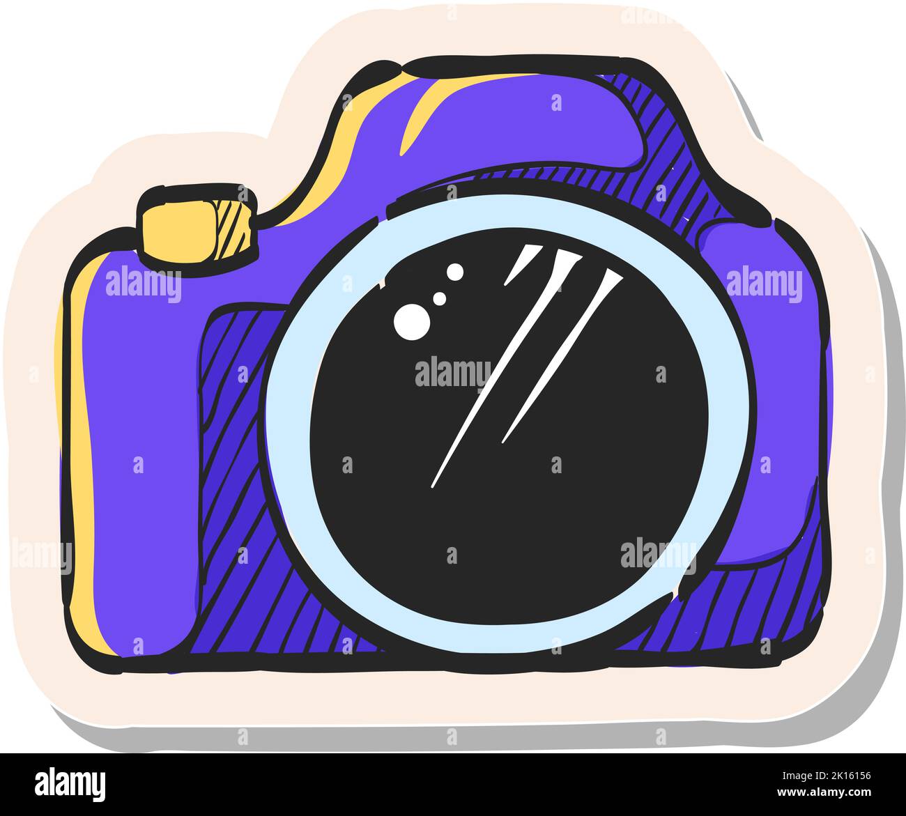 Hand drawn Camera icon in sticker style vector illustration Stock ...
