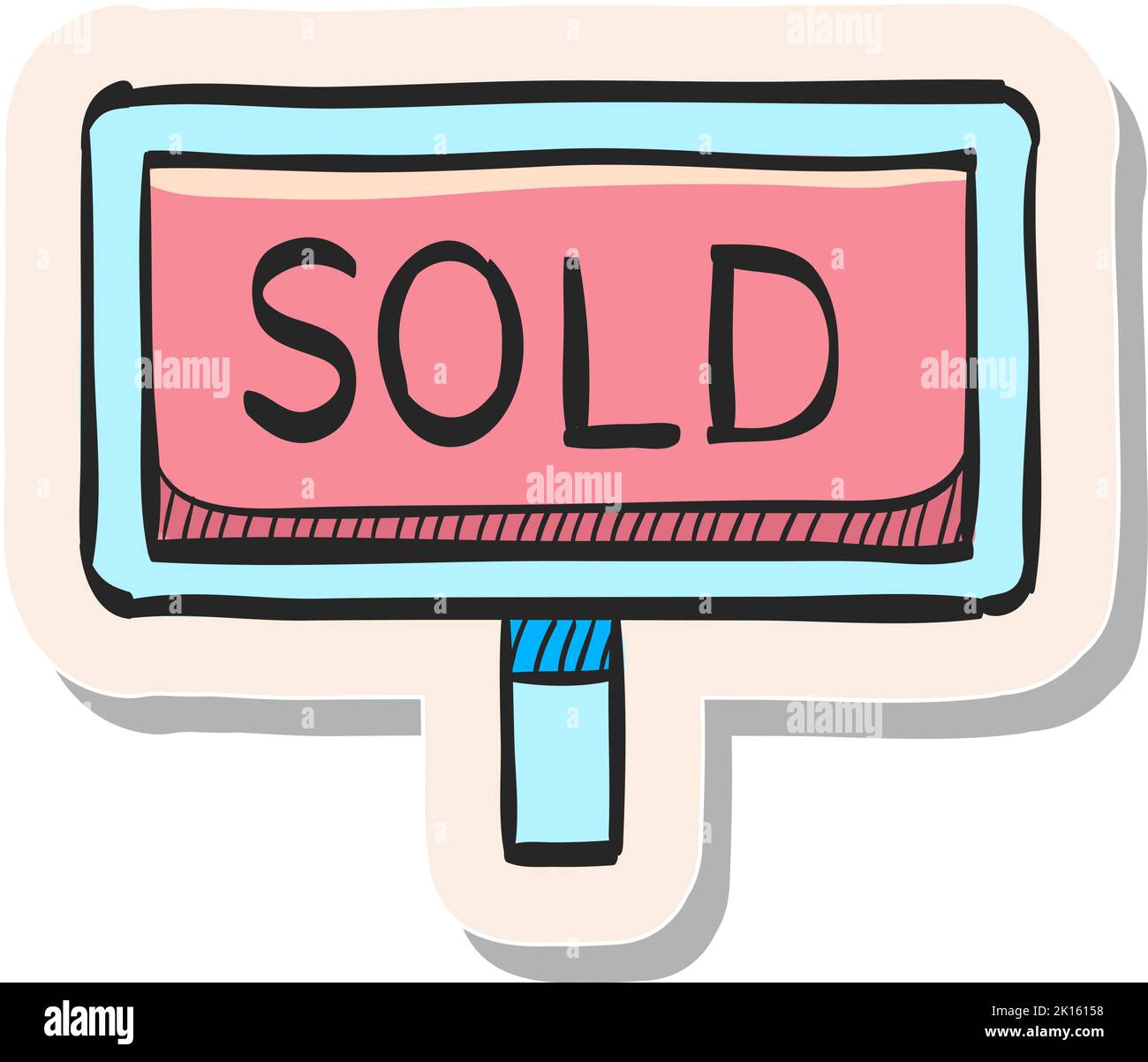 Hand drawn Sold out sign icon in sticker style vector illustration ...