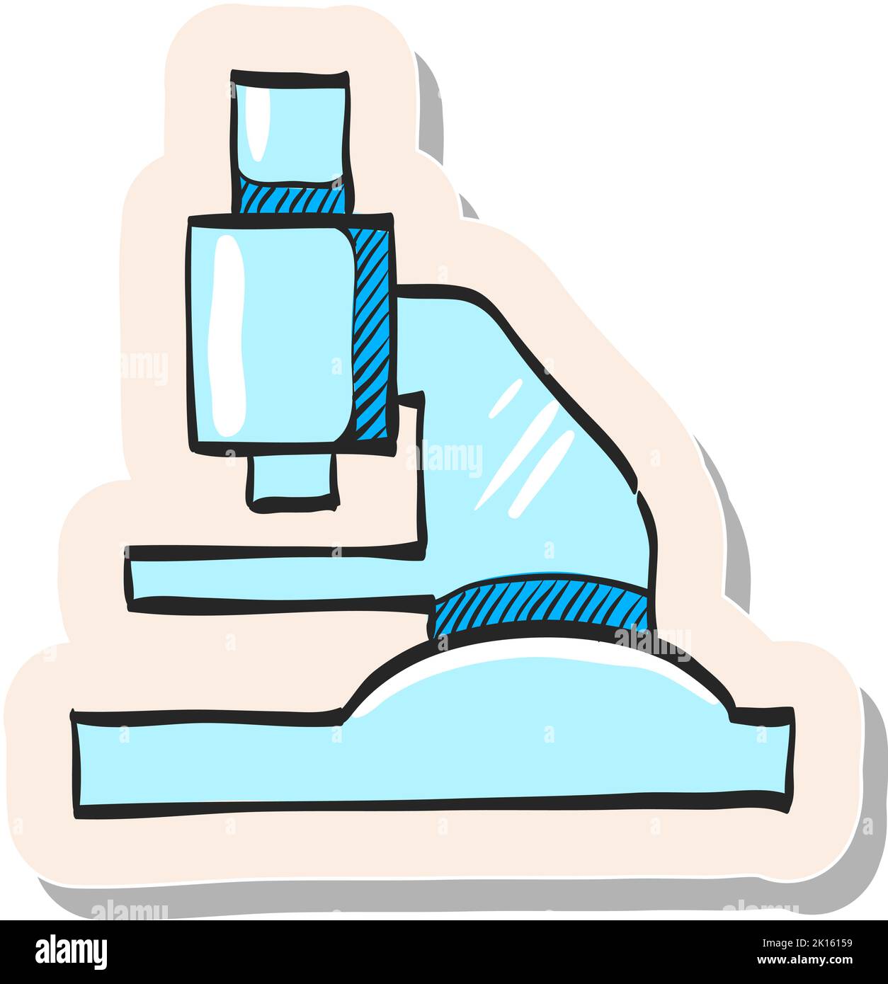 Hand drawn Microscope icon in sticker style vector illustration Stock ...
