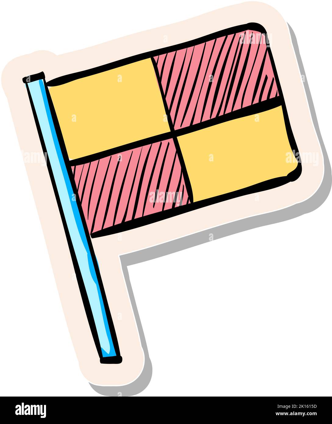 Hand drawn Lineman flag icon in sticker style vector illustration Stock ...