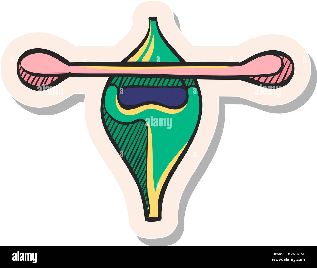 Hand drawn Canoe icon in sticker style vector illustration Stock Vector ...