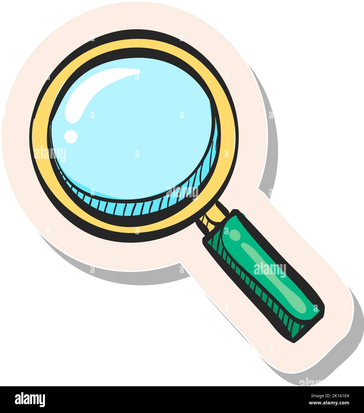 Hand drawn Magnifier icon in sticker style vector illustration Stock ...