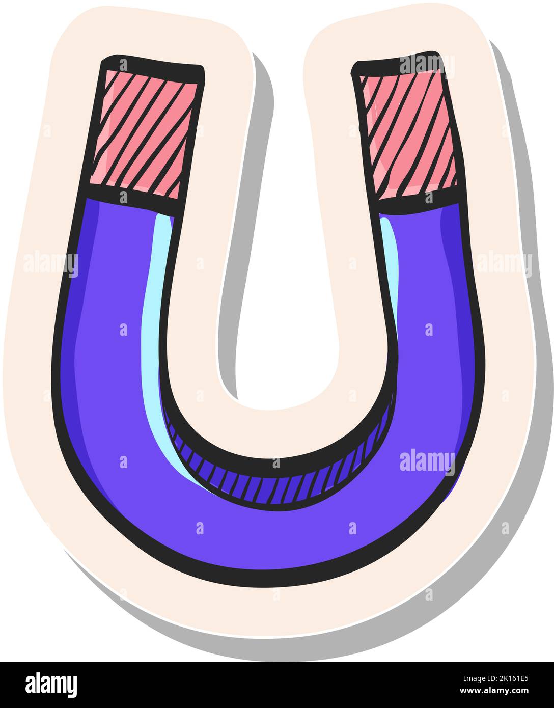 Hand drawn Magnet icon in sticker style vector illustration Stock ...