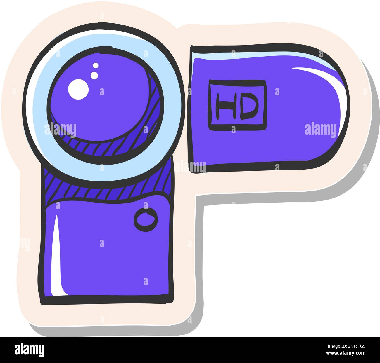Hand drawn Camcorder icon in sticker style vector illustration Stock ...