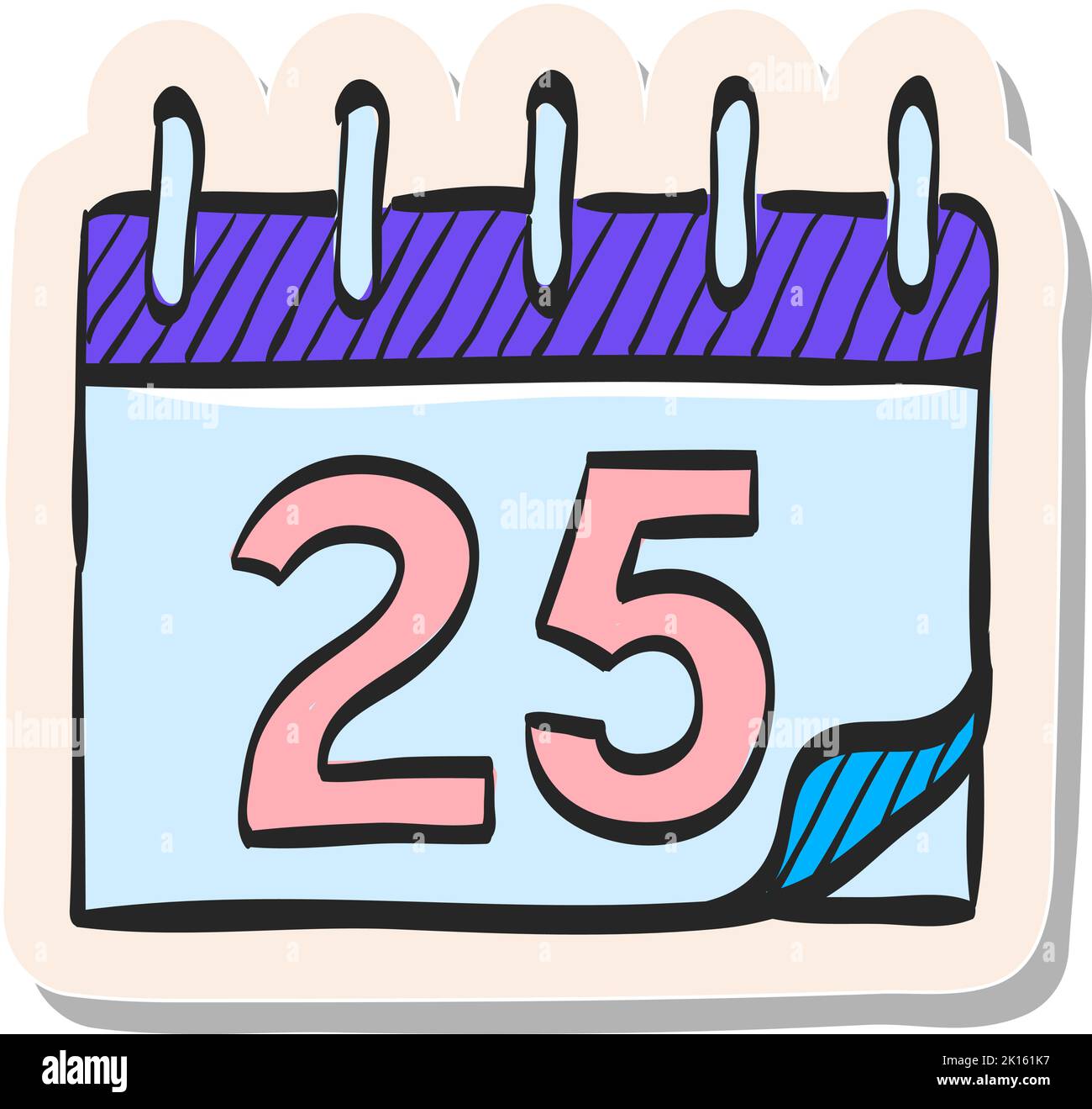 Hand drawn Calendar Christmas icon in sticker style vector illustration ...