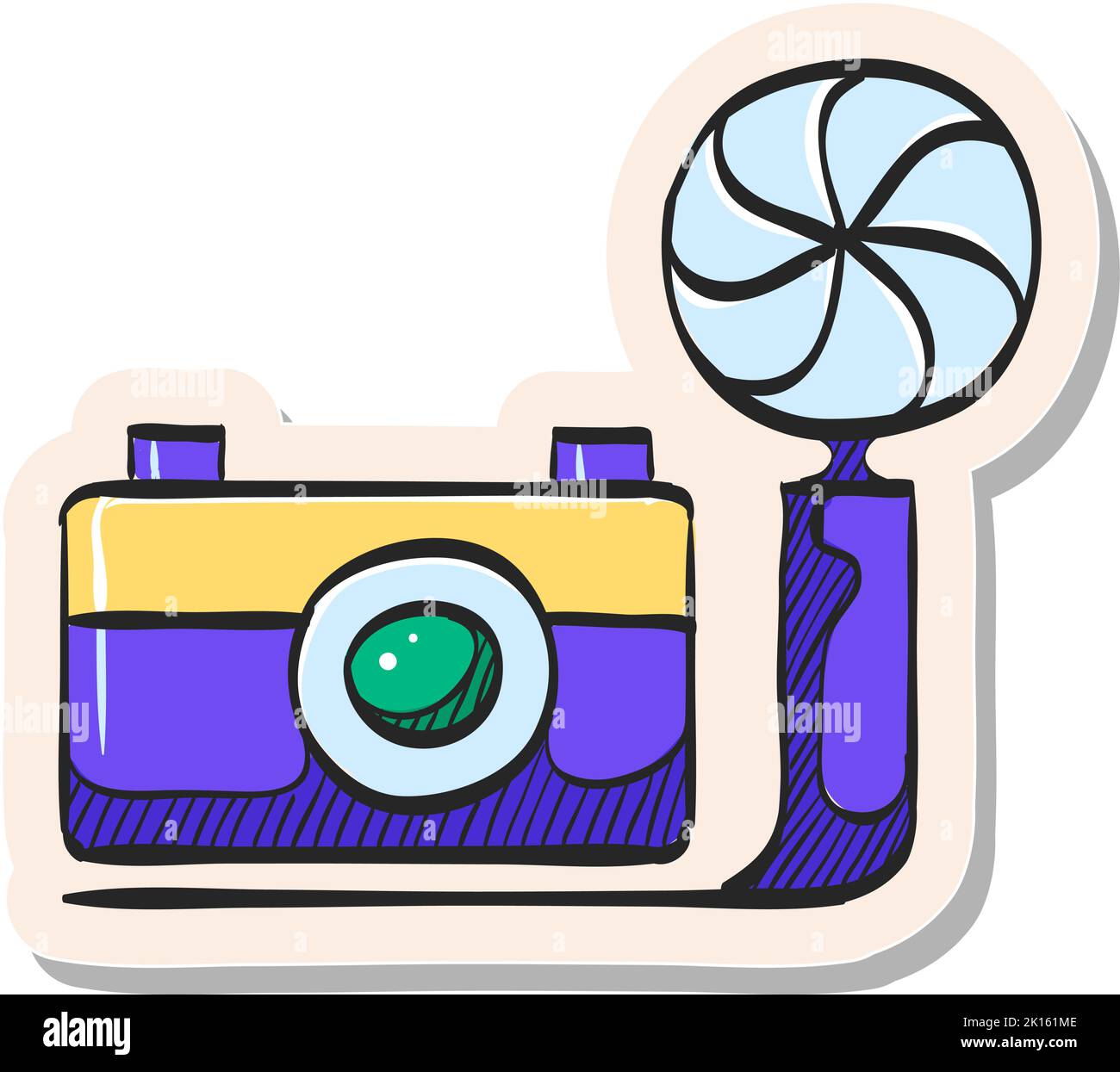 Hand drawn Old camera icon in sticker style vector illustration Stock ...