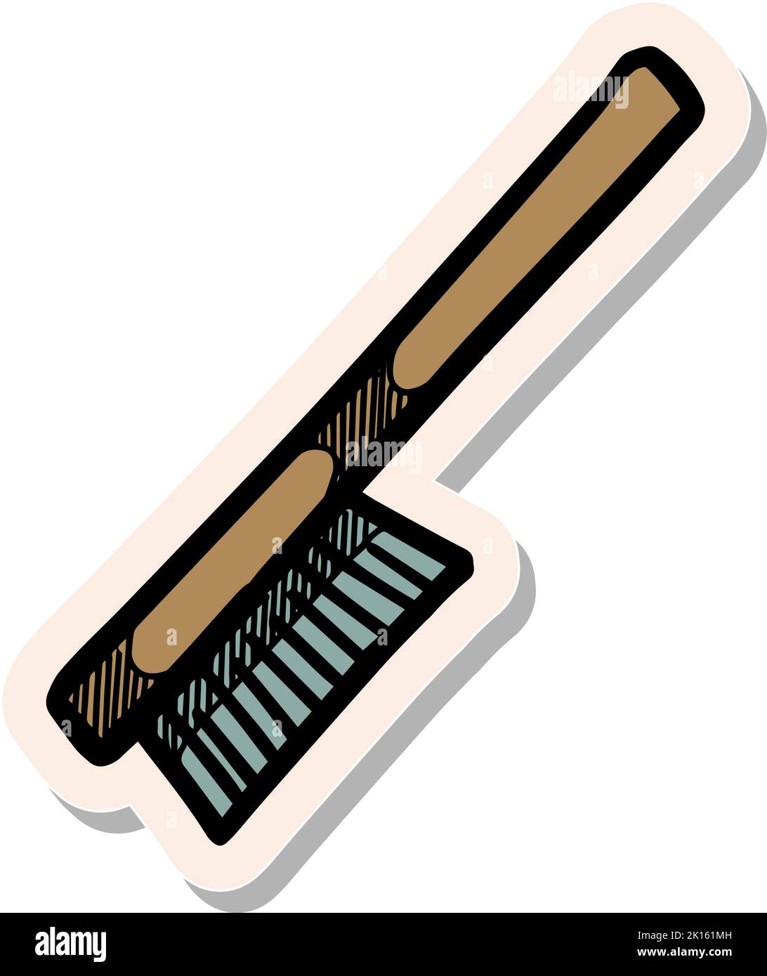 Hand drawn wire brush icon industrial repair tool in sticker style ...