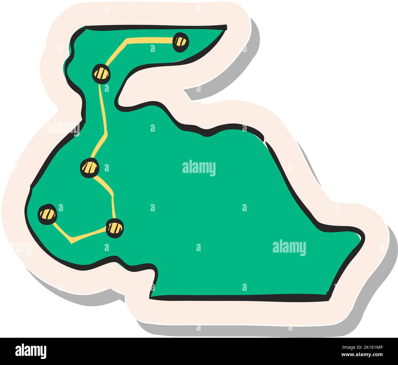 Hand drawn Rally route map icon in sticker style vector illustration ...