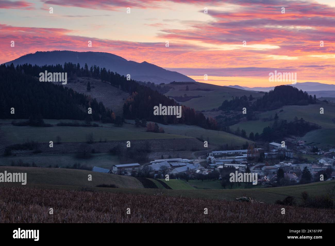 Rural landscape at Sklabina village in Turiec region, Slovakia Stock ...