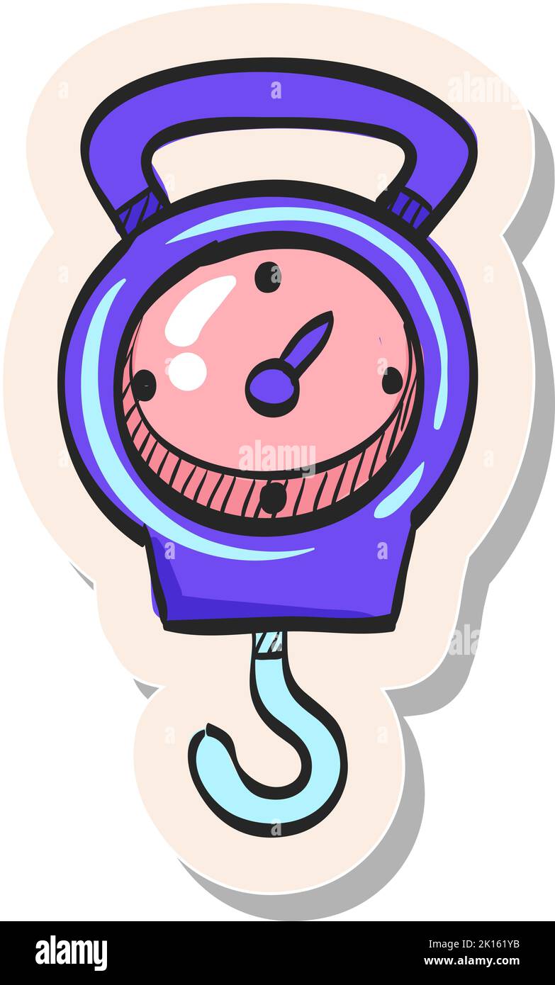 Hand drawn Fishing scale icon in sticker style vector illustration ...