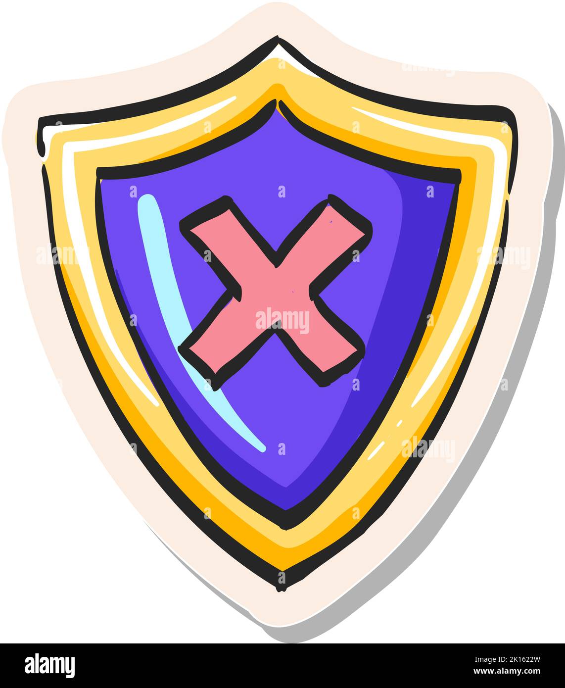 Hand drawn Shield icon in sticker style vector illustration Stock ...