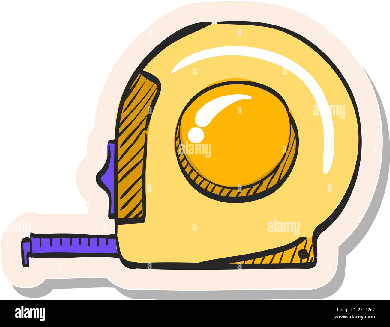 Hand drawn Measure tape icon in sticker style vector illustration Stock ...