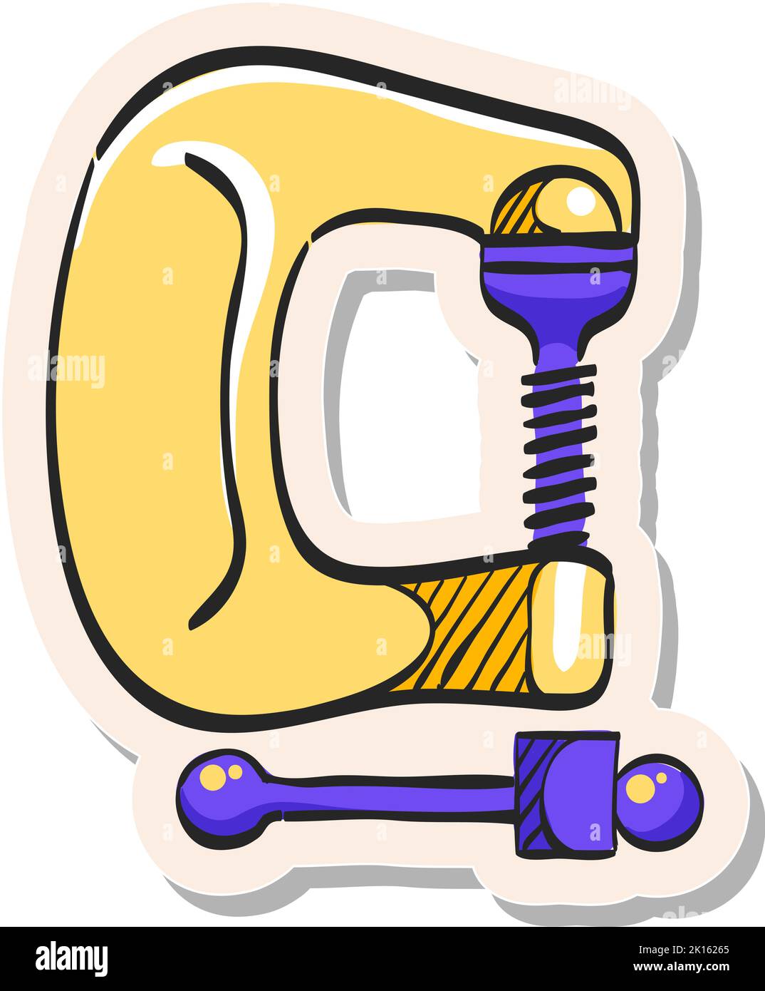 Hand drawn Clamp tool icon in sticker style vector illustration Stock ...