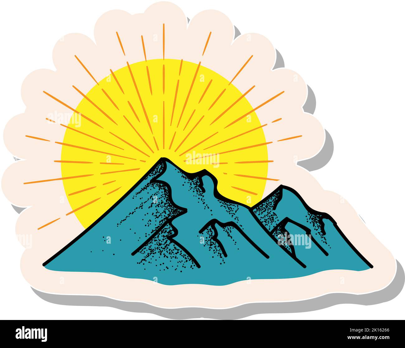Hand drawn mountains in sticker style vector illustration Stock Vector ...