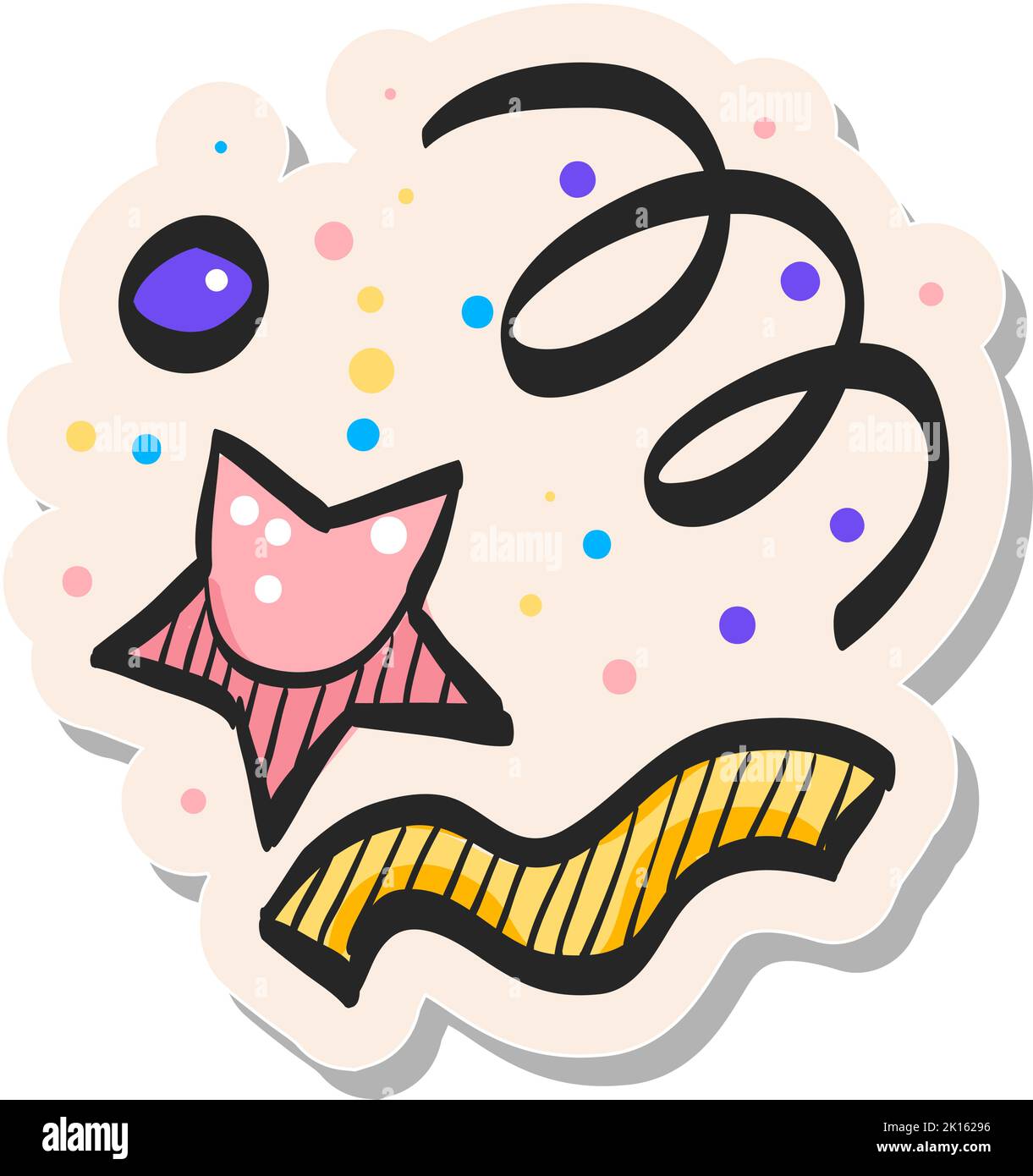 Hand drawn Confetti icon in sticker style vector illustration Stock ...