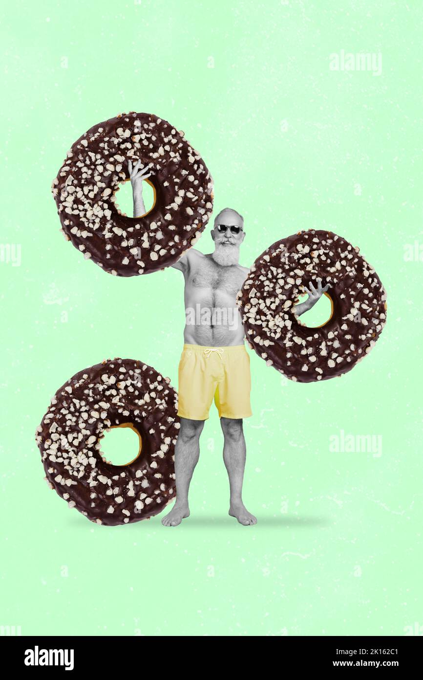 Creative abstract template collage of funny funky retired old man ...