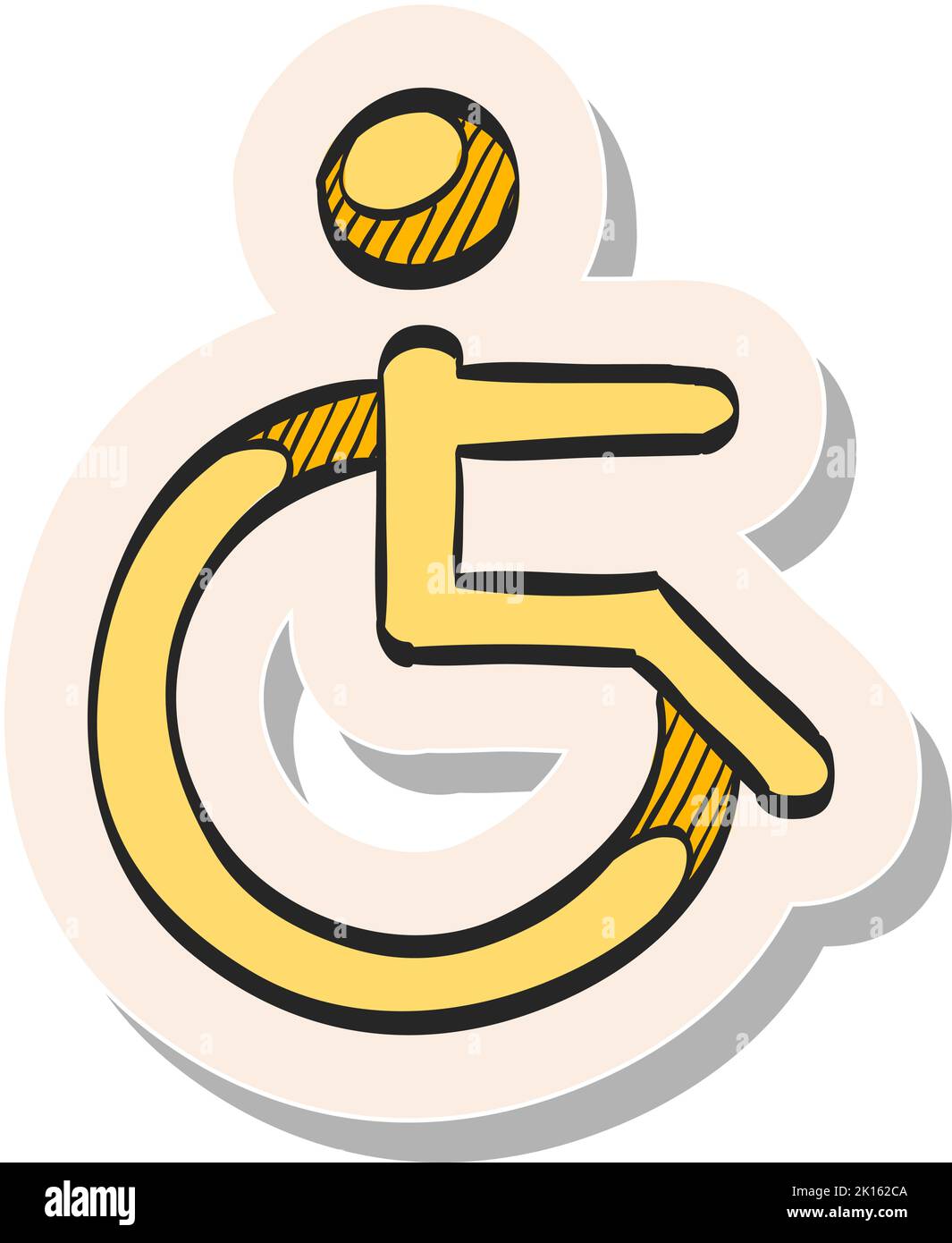 Hand drawn Disabled access icon in sticker style vector illustration ...