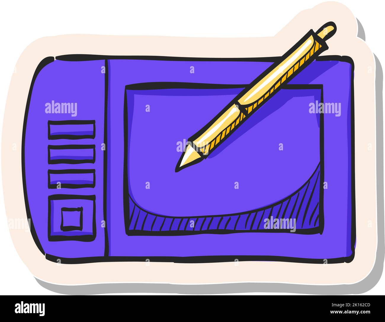 Hand drawn Drawing tablet icon in sticker style vector illustration ...