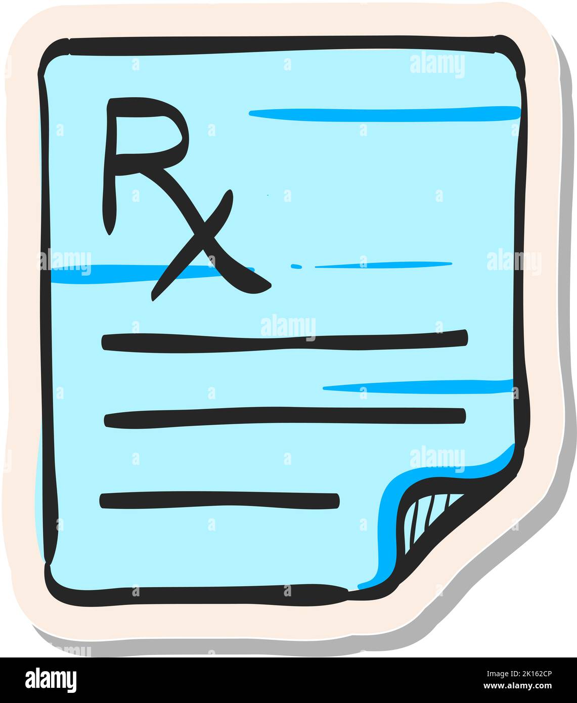 Hand drawn Medical prescription icon in sticker style vector ...