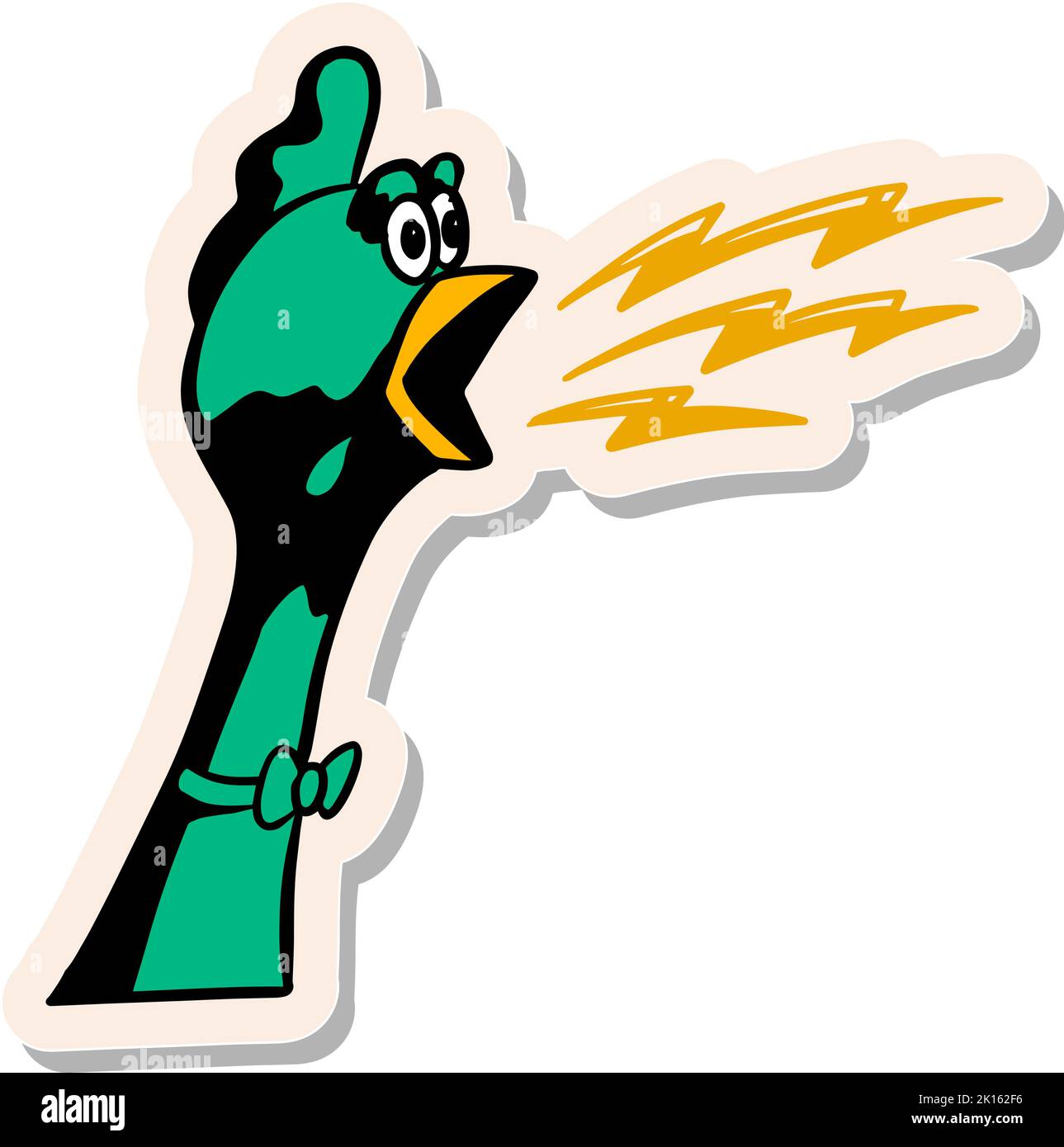 Hand drawn shouting chicken in sticker style vector illustration Stock ...