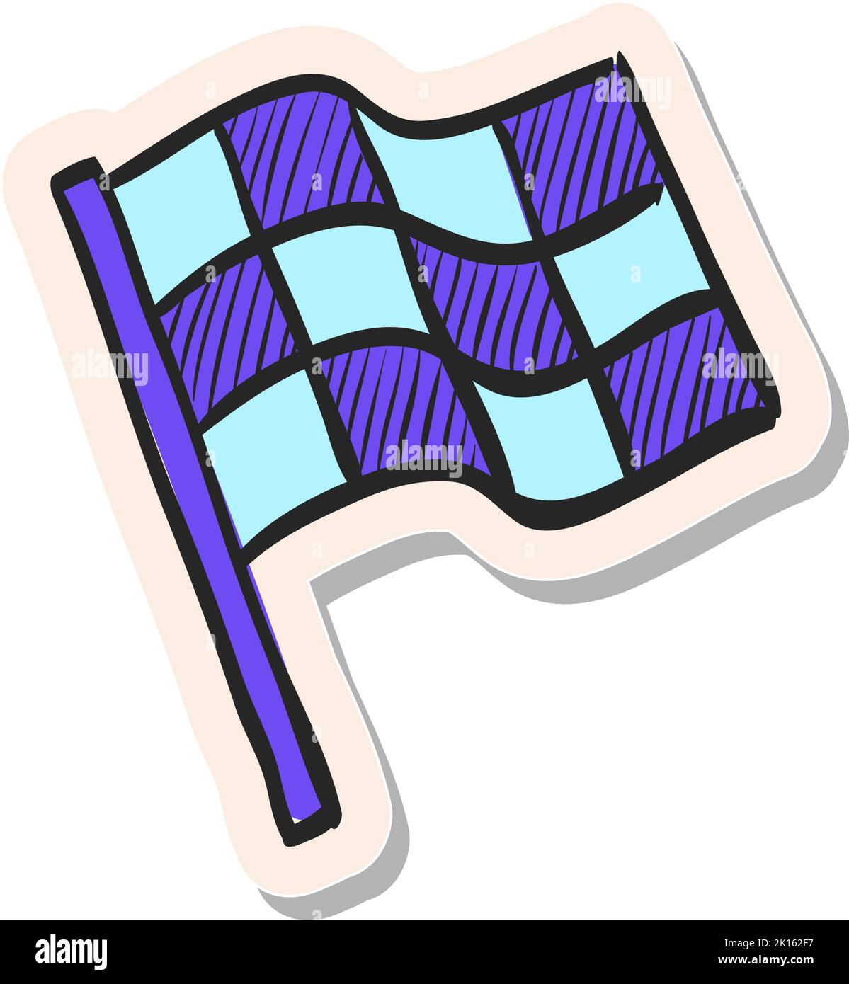 Hand drawn Race flag icon in sticker style vector illustration Stock ...