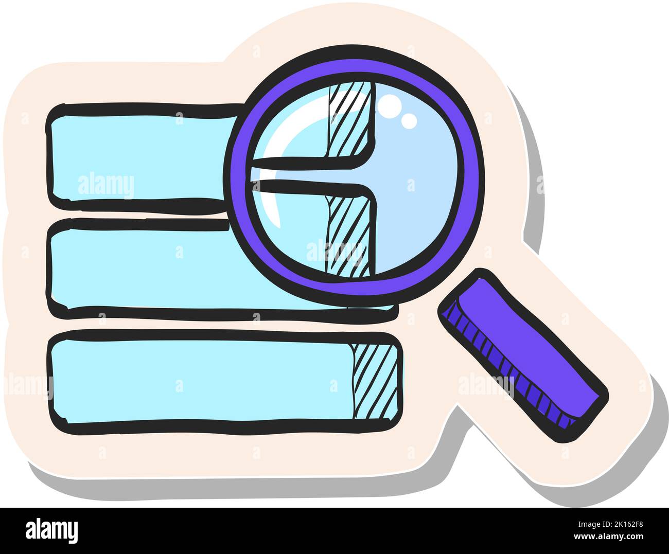 Hand drawn Database search icon in sticker style vector illustration ...