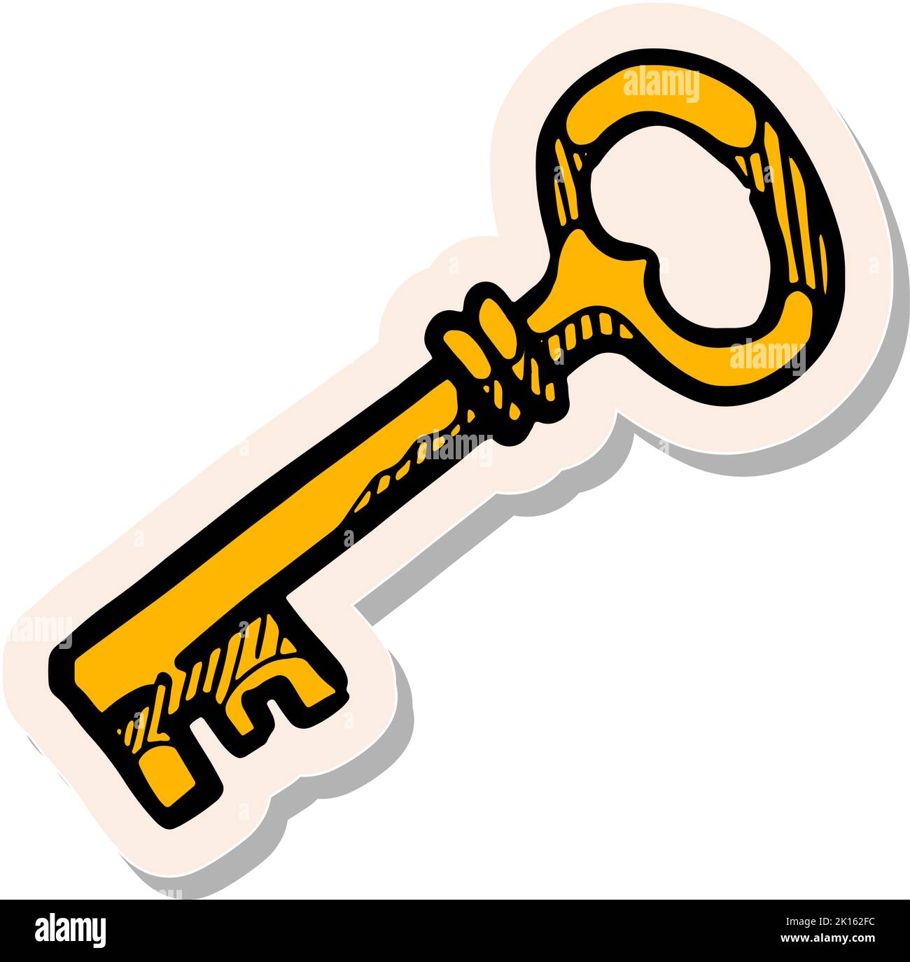 Hand drawn key in sticker style vector illustration Stock Vector Image ...