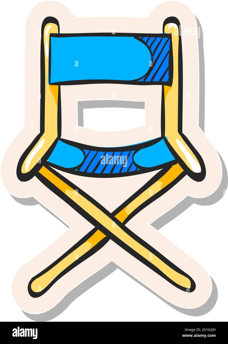 Hand drawn Movie director chair icon in sticker style vector ...