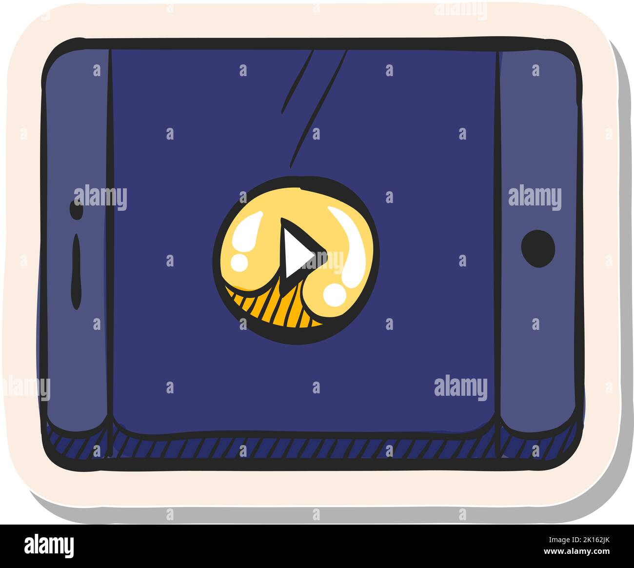 Hand drawn Movie play symbol icon in sticker style vector illustration ...