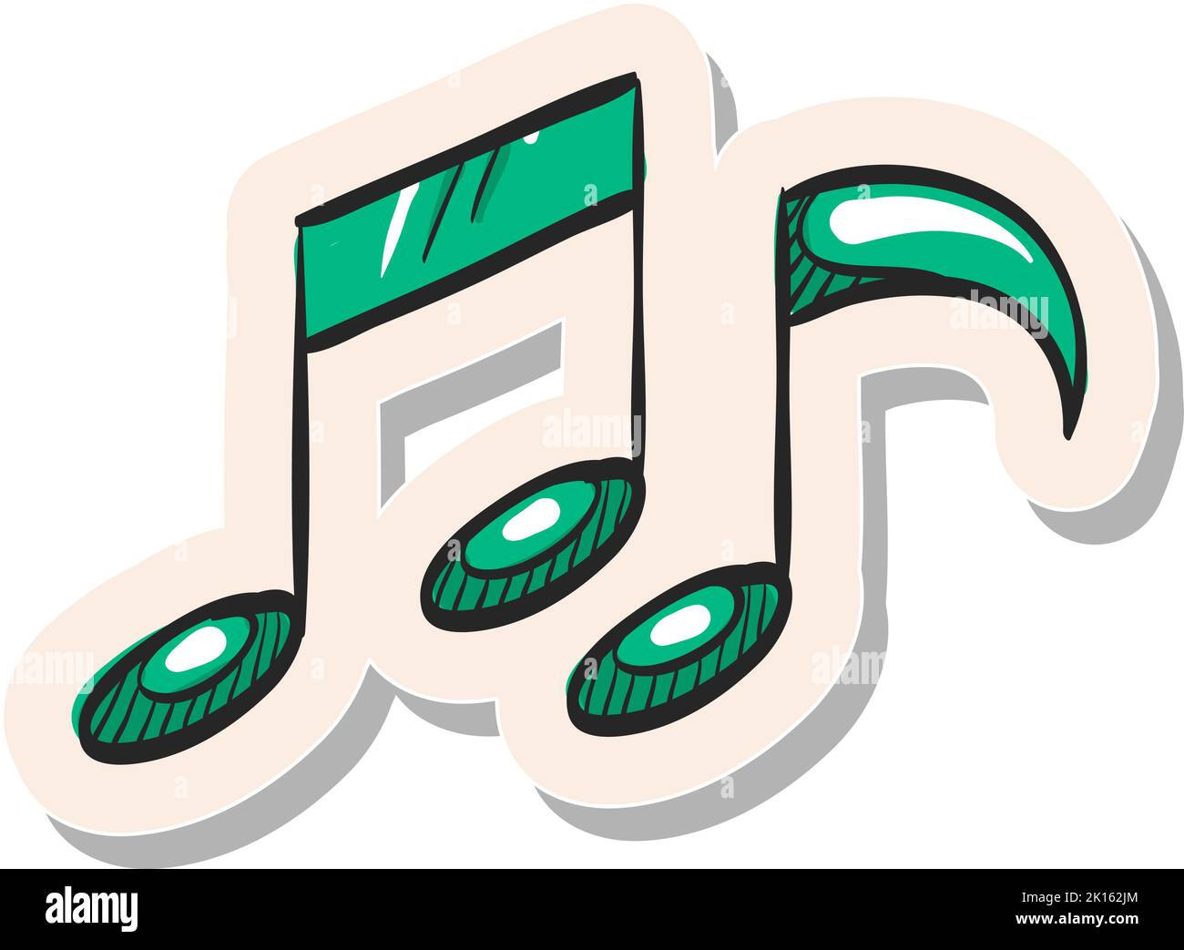 Hand drawn Music notes icon in sticker style vector illustration Stock ...