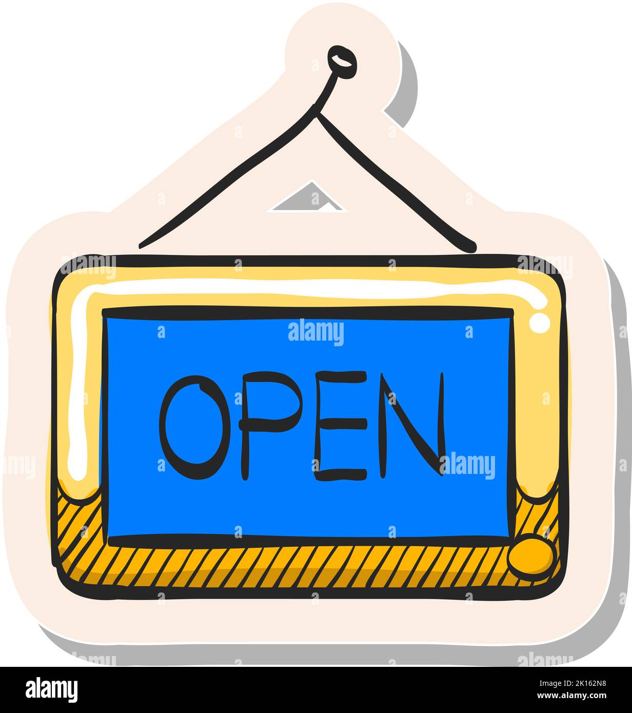Hand drawn Open sign icon in sticker style vector illustration Stock ...