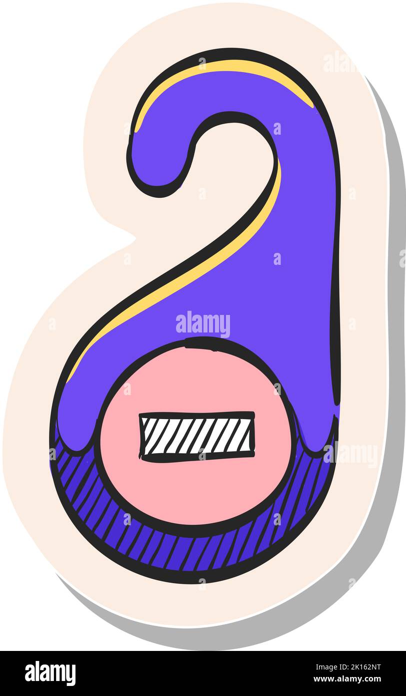 Hand drawn Door handle label icon in sticker style vector illustration ...