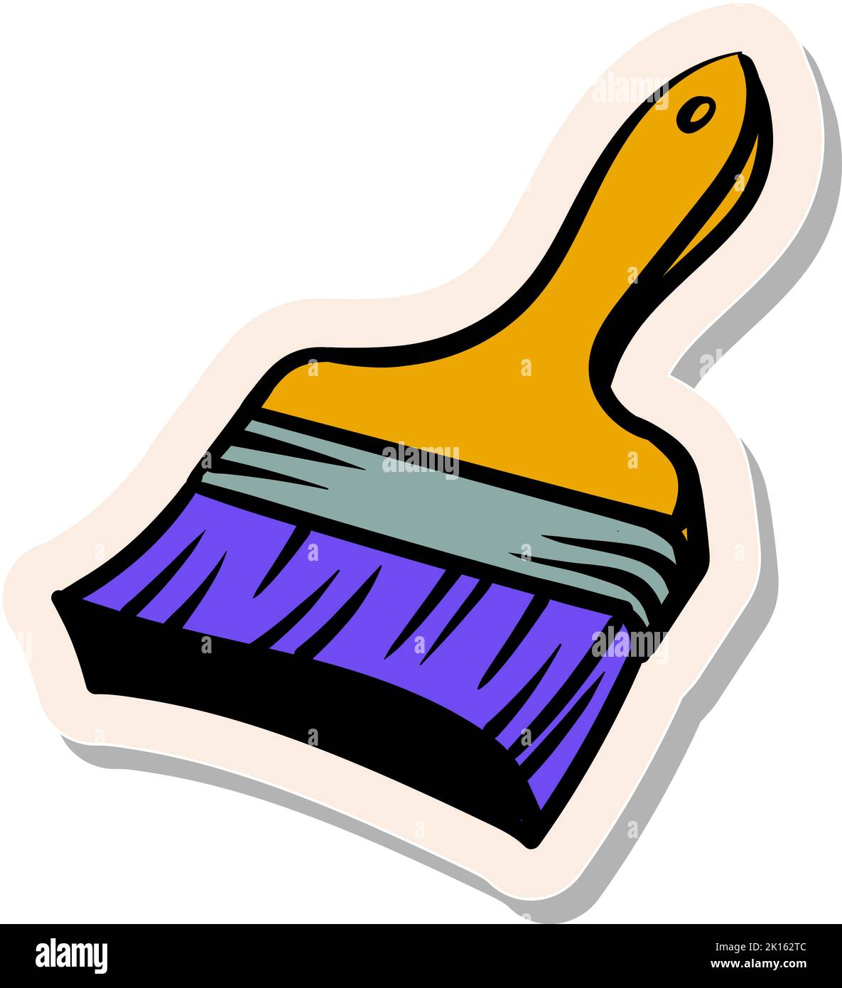 Hand drawn paintbrush icon doodle sketch in sticker style vector ...