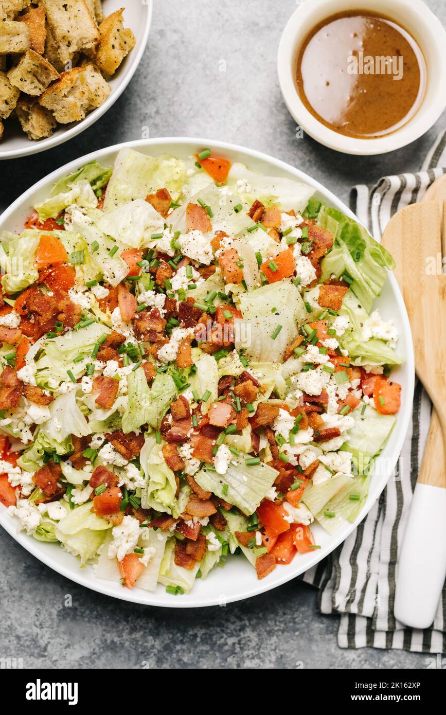 Wedge Chop Salad with Blue and Bacon Stock Photo - Alamy