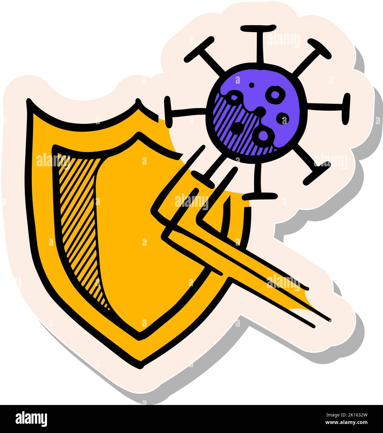 Hand drawn herd immunity concept icon in sticker style vector ...