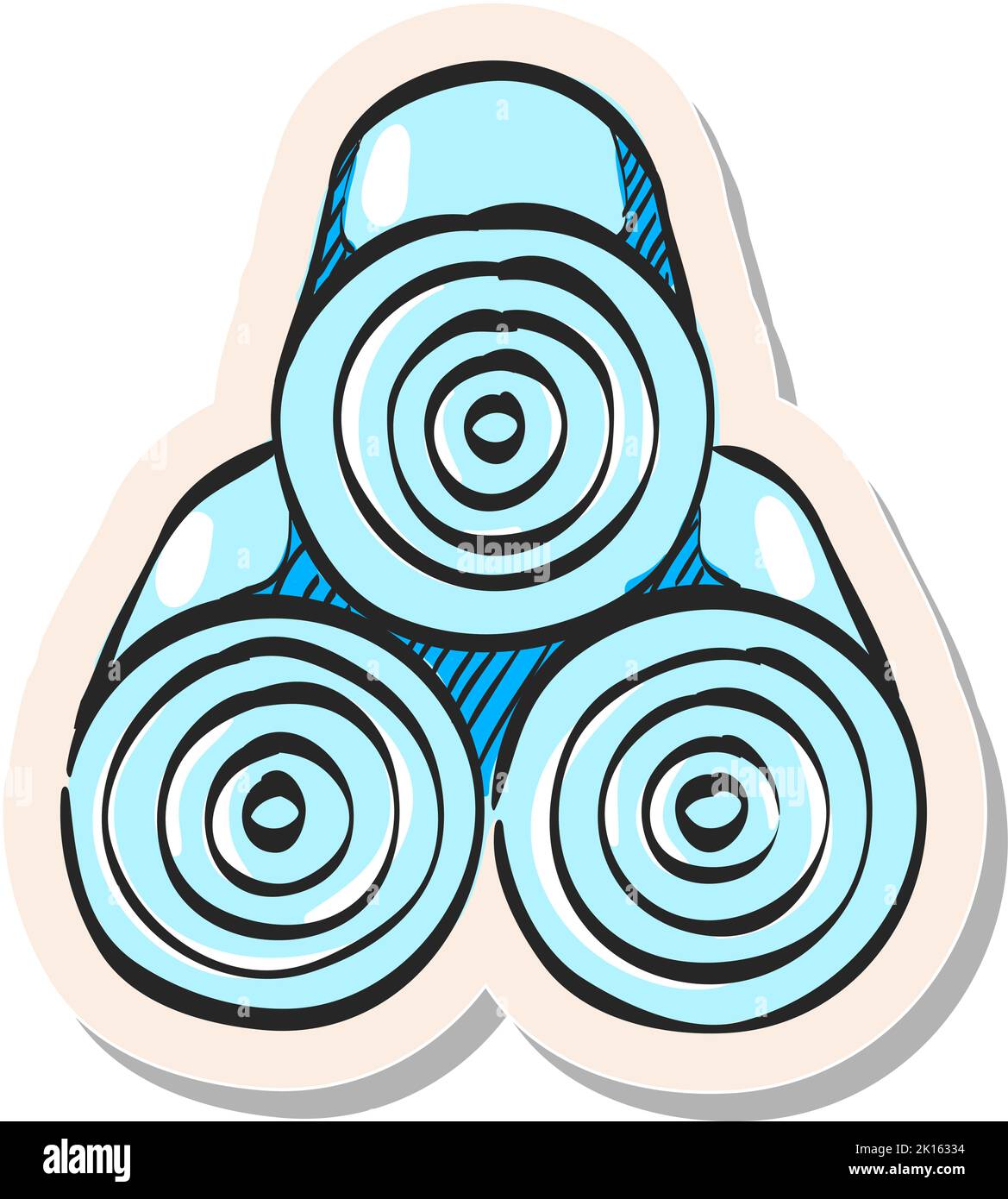 Hand drawn Printing paper roll icon in sticker style vector ...