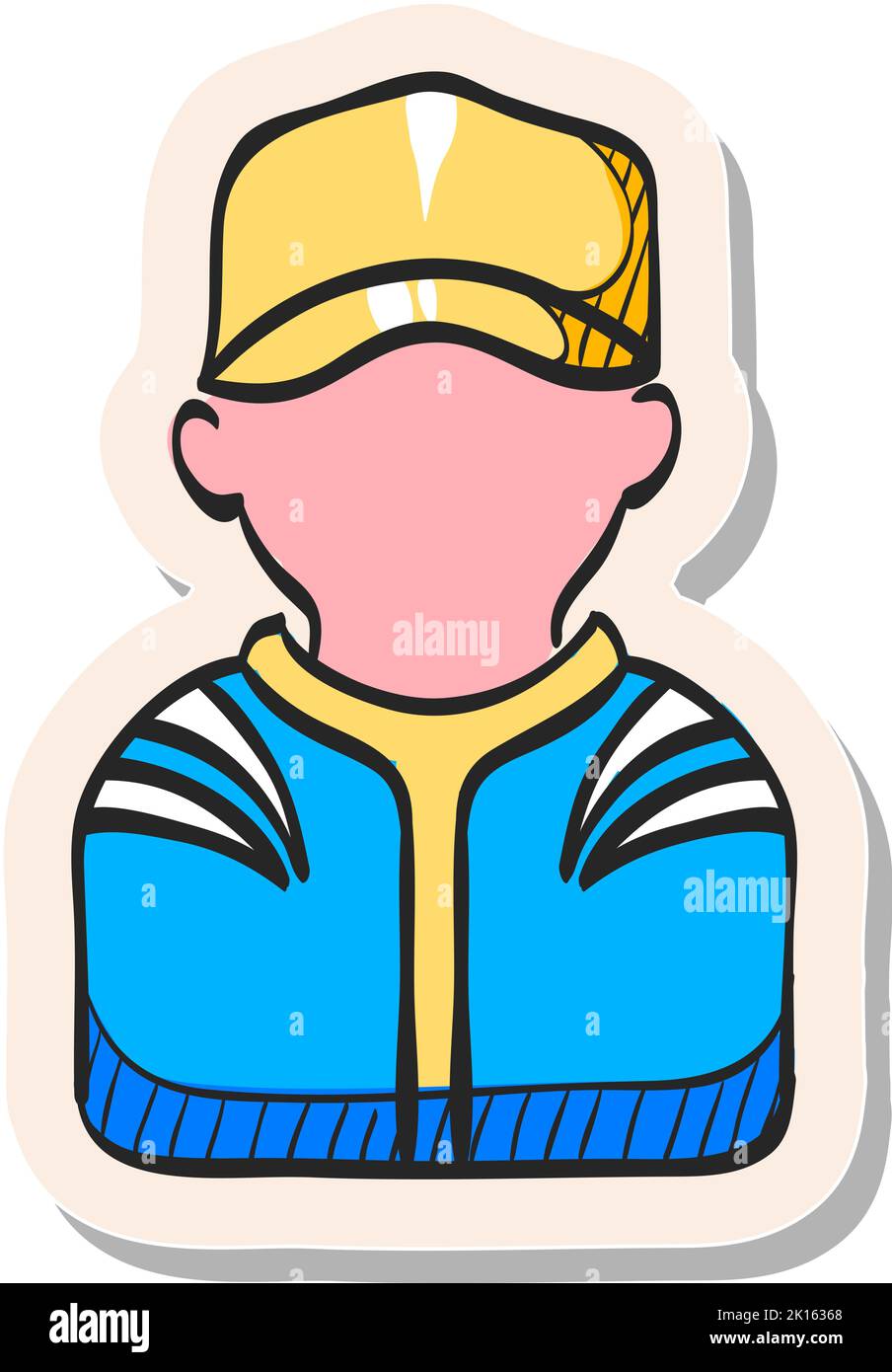 Hand drawn Racer avatar icon in sticker style vector illustration Stock ...