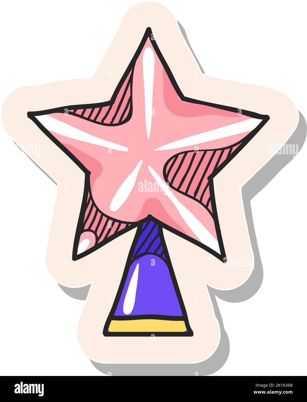 Hand drawn Christmas star icon in sticker style vector illustration ...