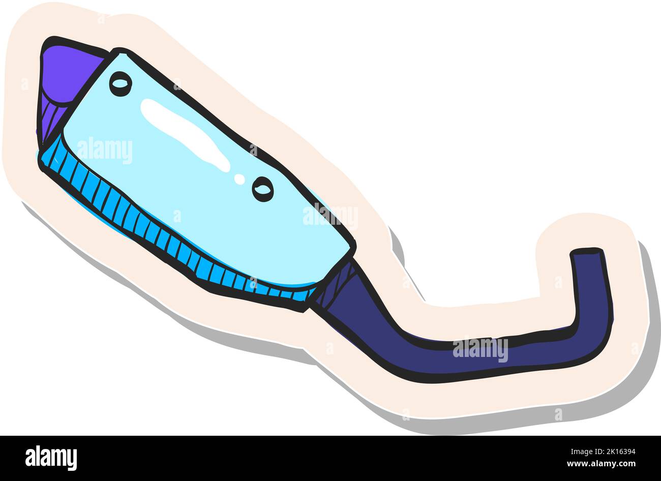 Hand drawn Motorcycle exhaust icon in sticker style vector illustration ...