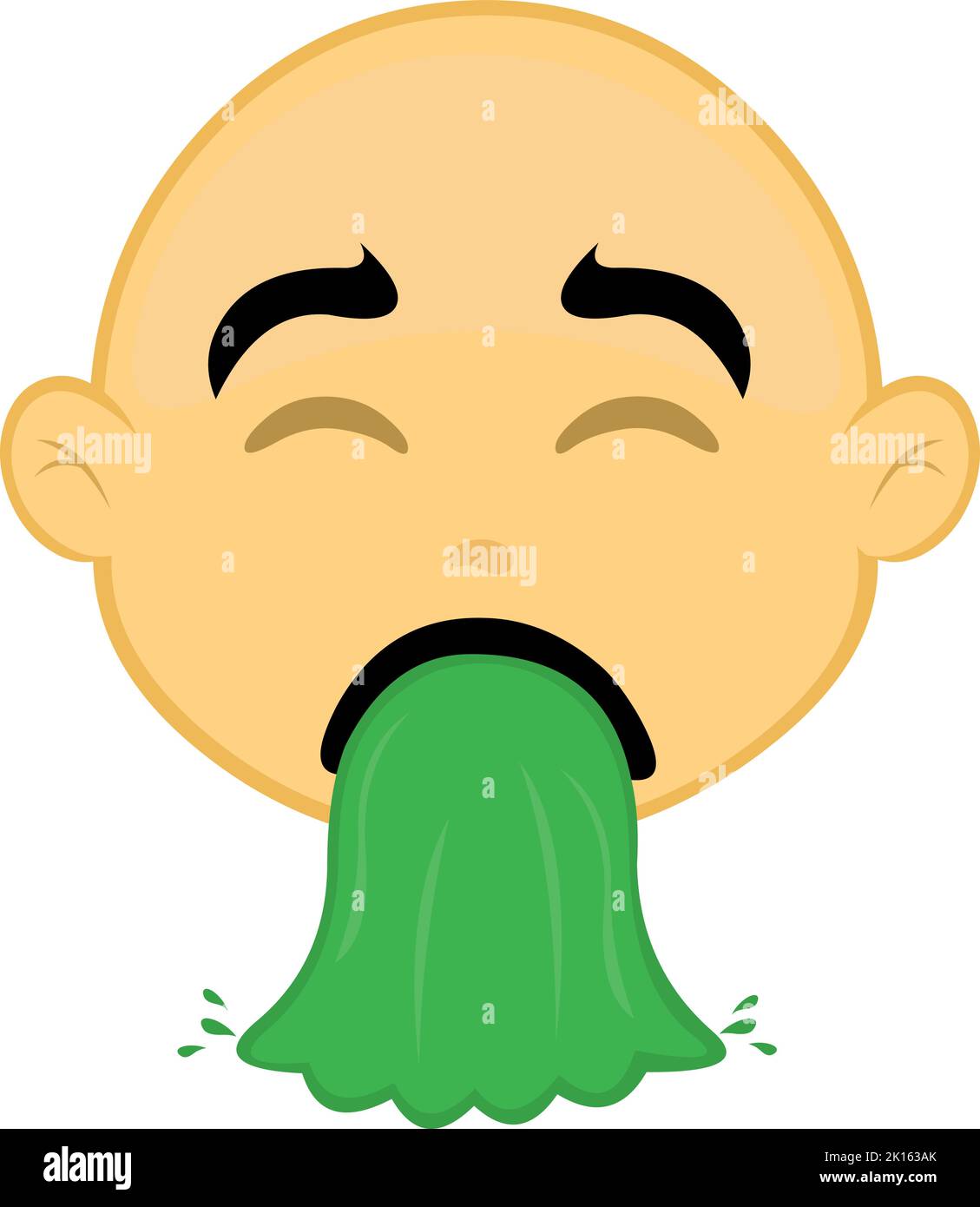 Vector emoticon illustration of a yellow cartoon character vomiting ...