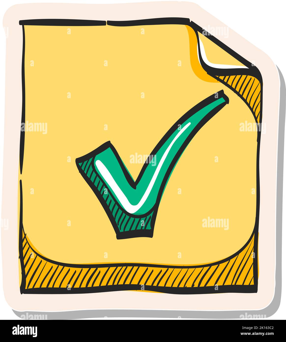 Hand drawn Checkmark icon in sticker style vector illustration Stock ...