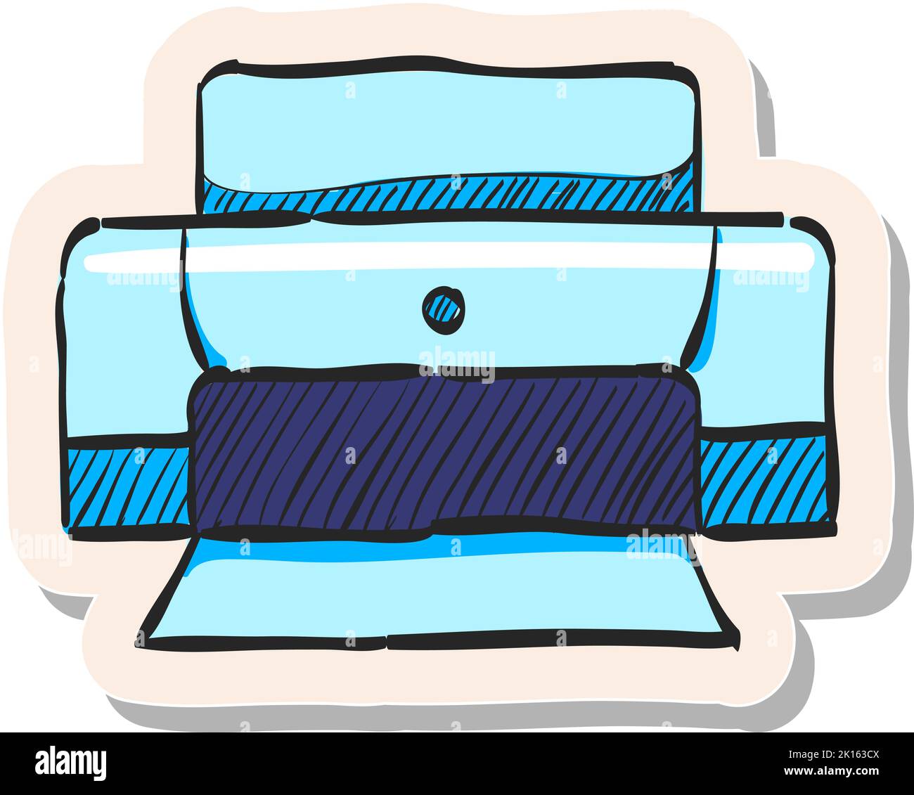 Hand drawn Printer icon in sticker style vector illustration Stock ...