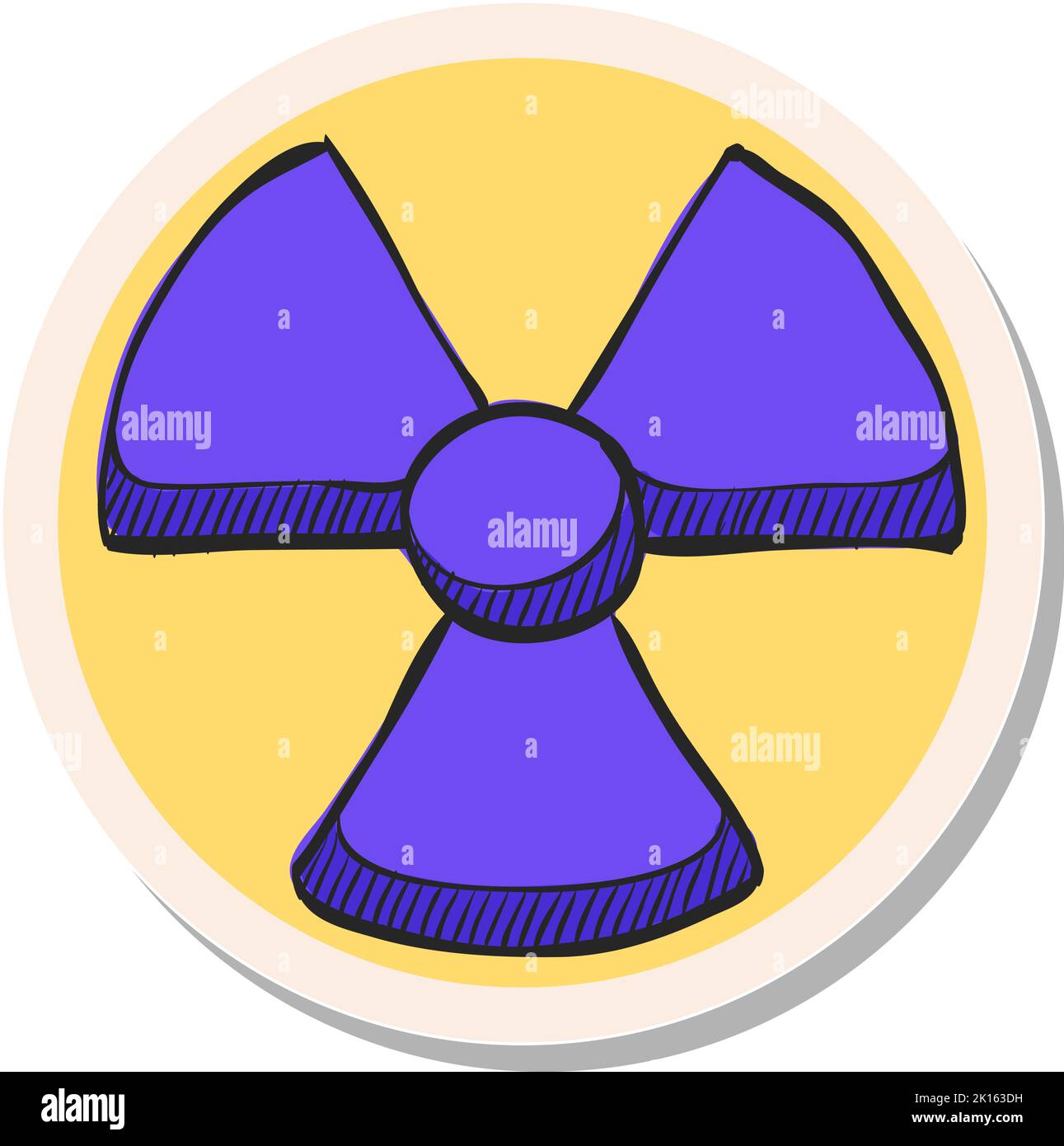 Hand drawn Radioactive symbol icon in sticker style vector illustration ...