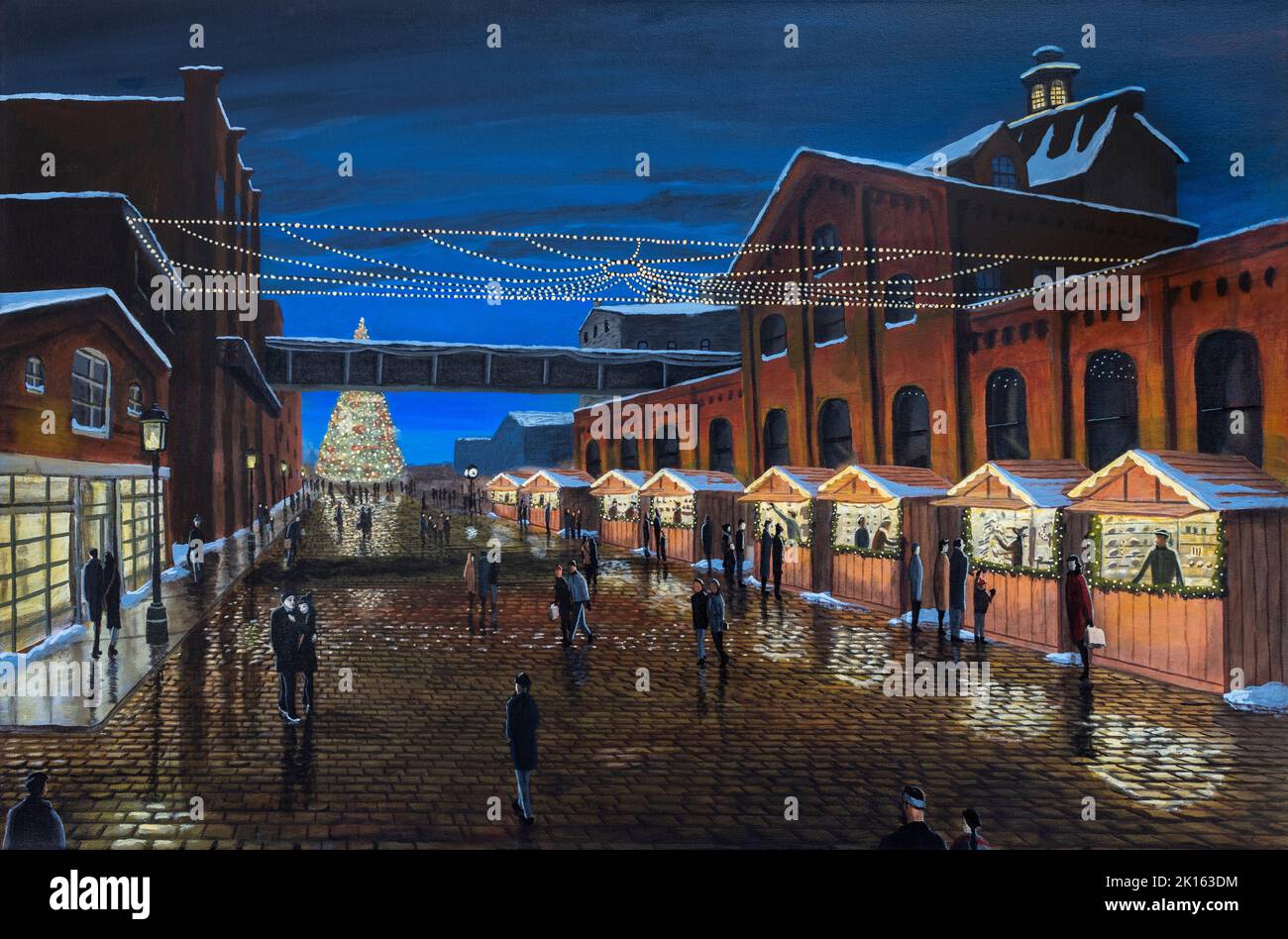 Christmas shoppers fill the historic Toronto Distillery's Christmas ...