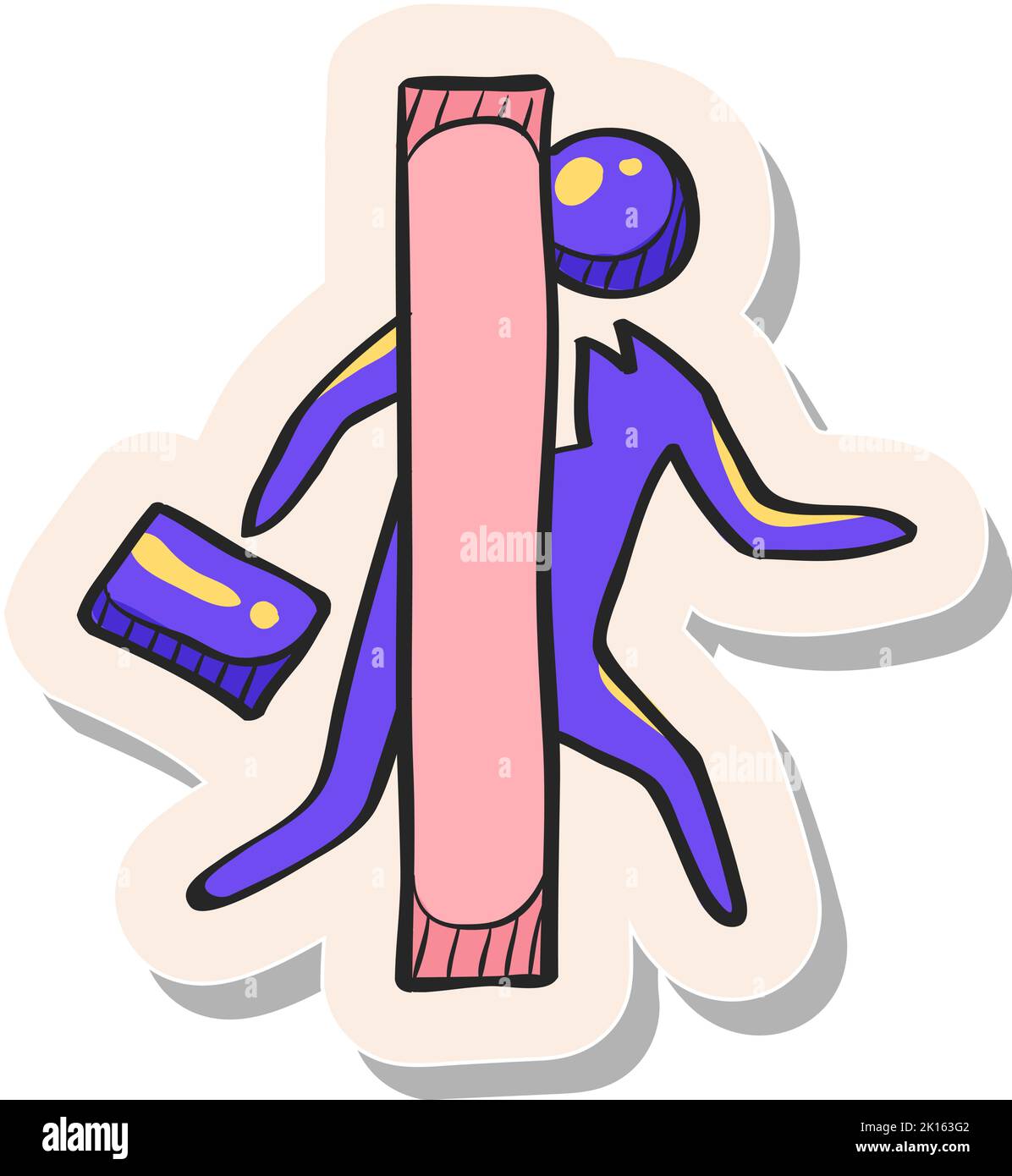 Hand drawn Businessman challenge icon in sticker style vector ...
