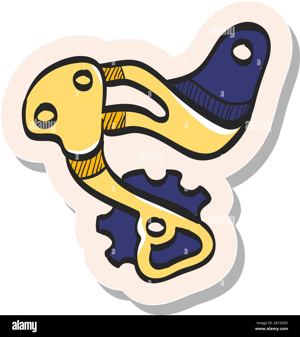 Hand drawn Rear deraillieur icon in sticker style vector illustration ...
