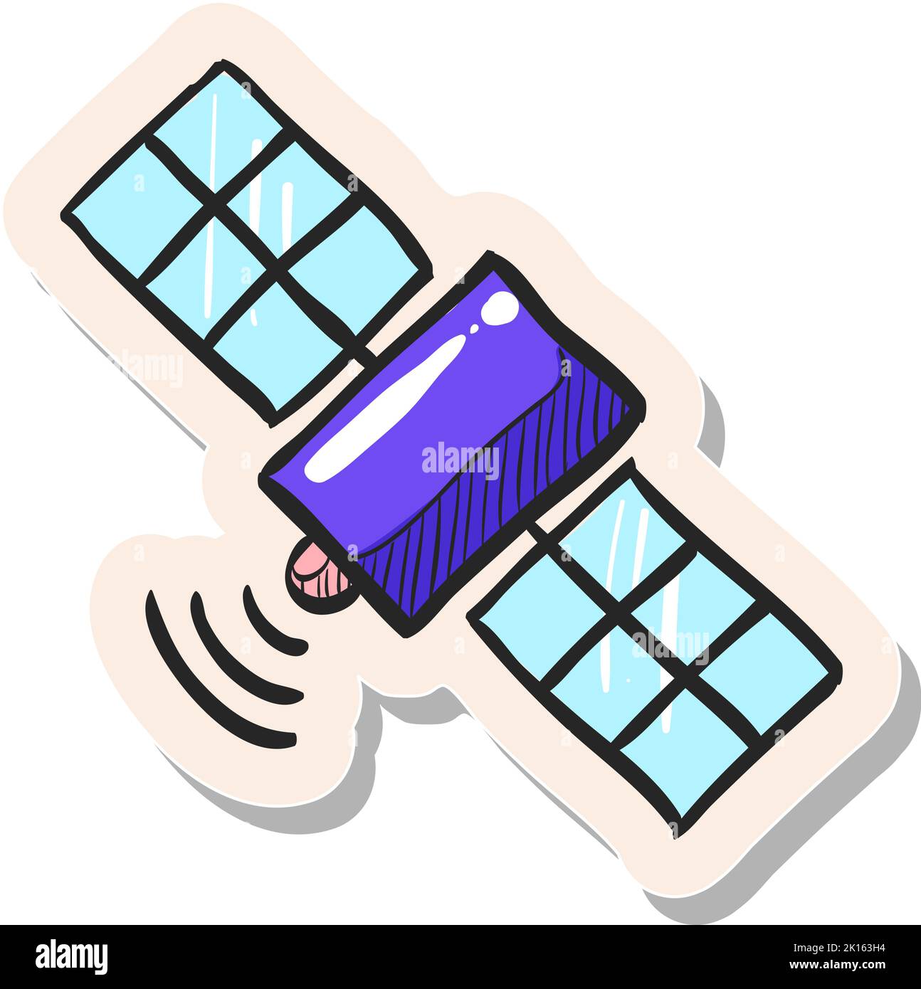 Hand drawn Satellite receiver icon in sticker style vector illustration Stock Vector Image & Art ...